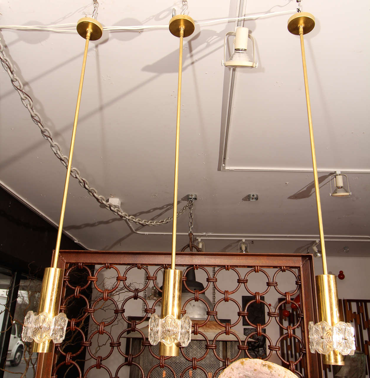 French Midcentury Brass Pendants at 1stDibs
