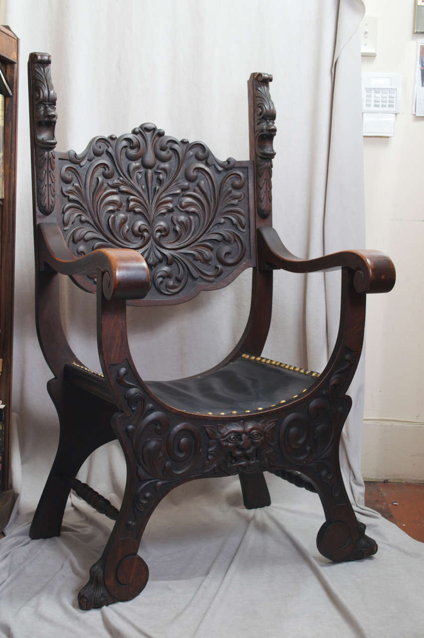 Heavily Carved Oak Roman Chair at 1stDibs | antique roman chair, roman ...