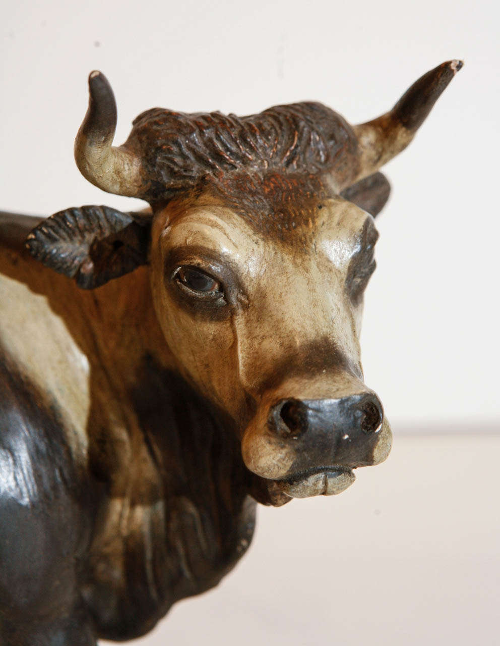 Hand-Painted 19th Century Bull Figurine For Sale at 1stDibs