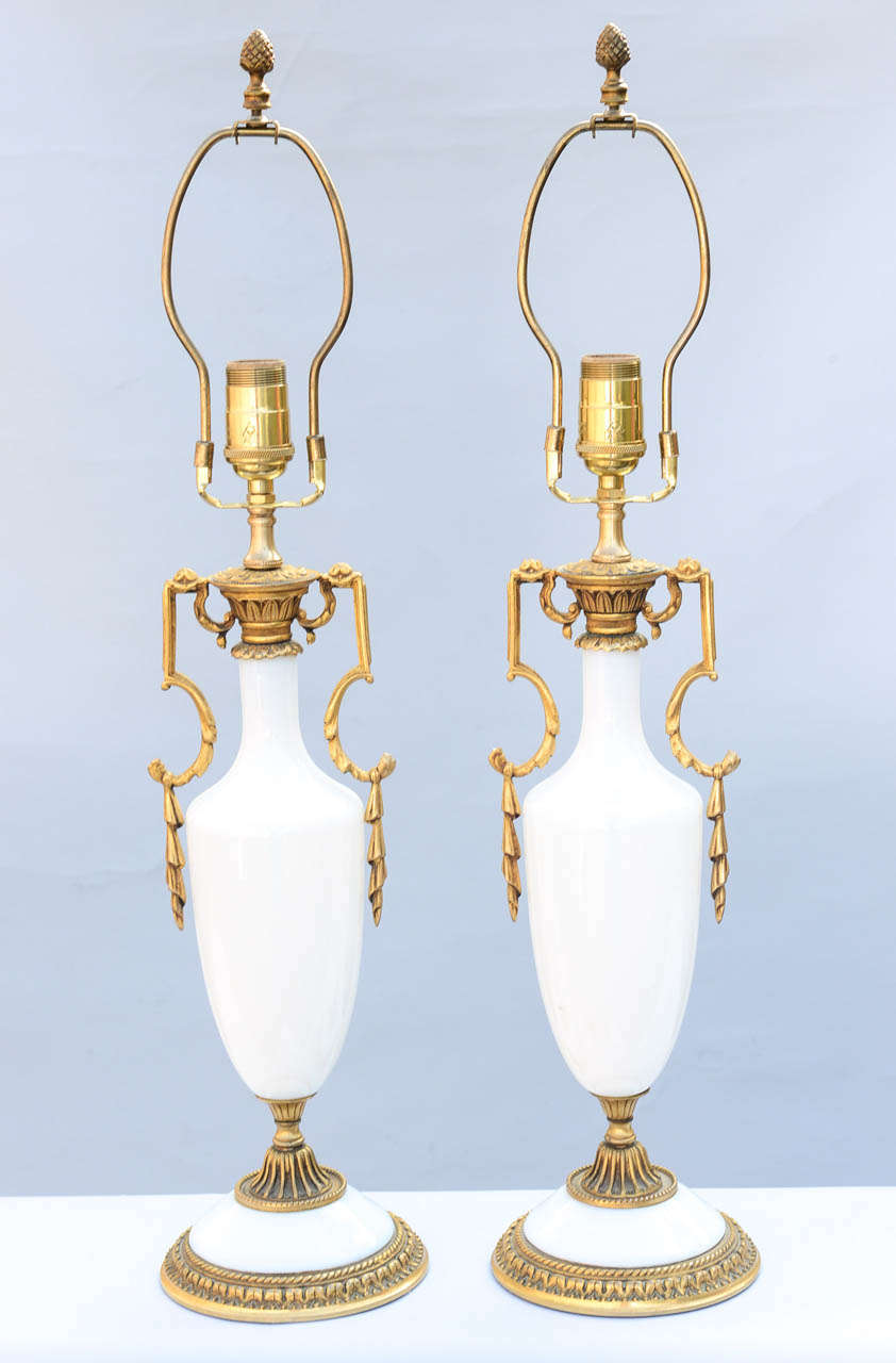 Fine Pair of Opaline Lamps at 1stDibs
