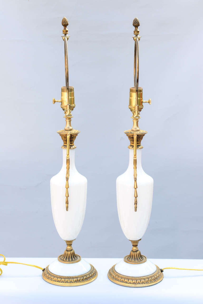 Fine Pair of Opaline Lamps at 1stDibs