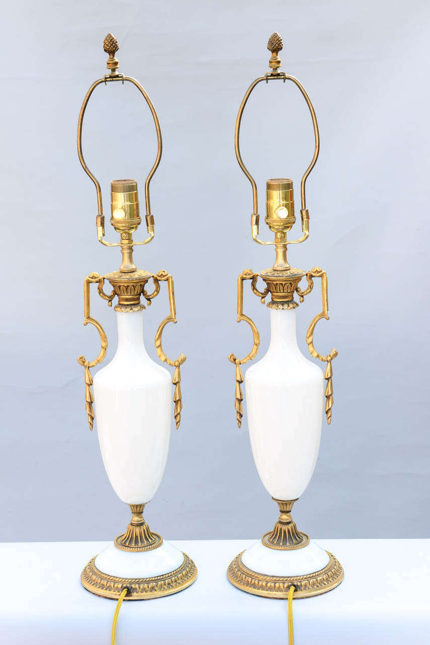 Fine Pair of Opaline Lamps at 1stDibs