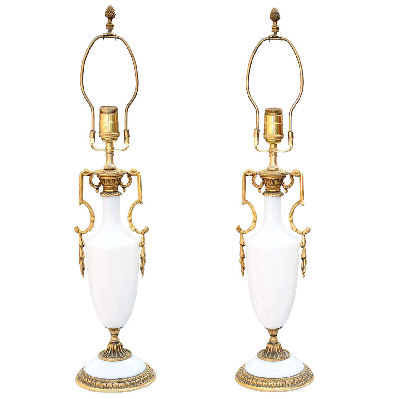 Fine Pair of Opaline Lamps at 1stDibs