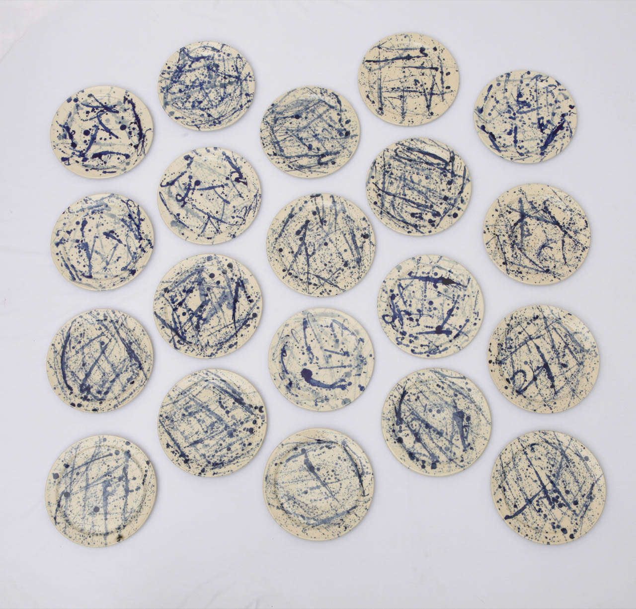 Set of 20 Blue Ink Stain Plates at 1stDibs