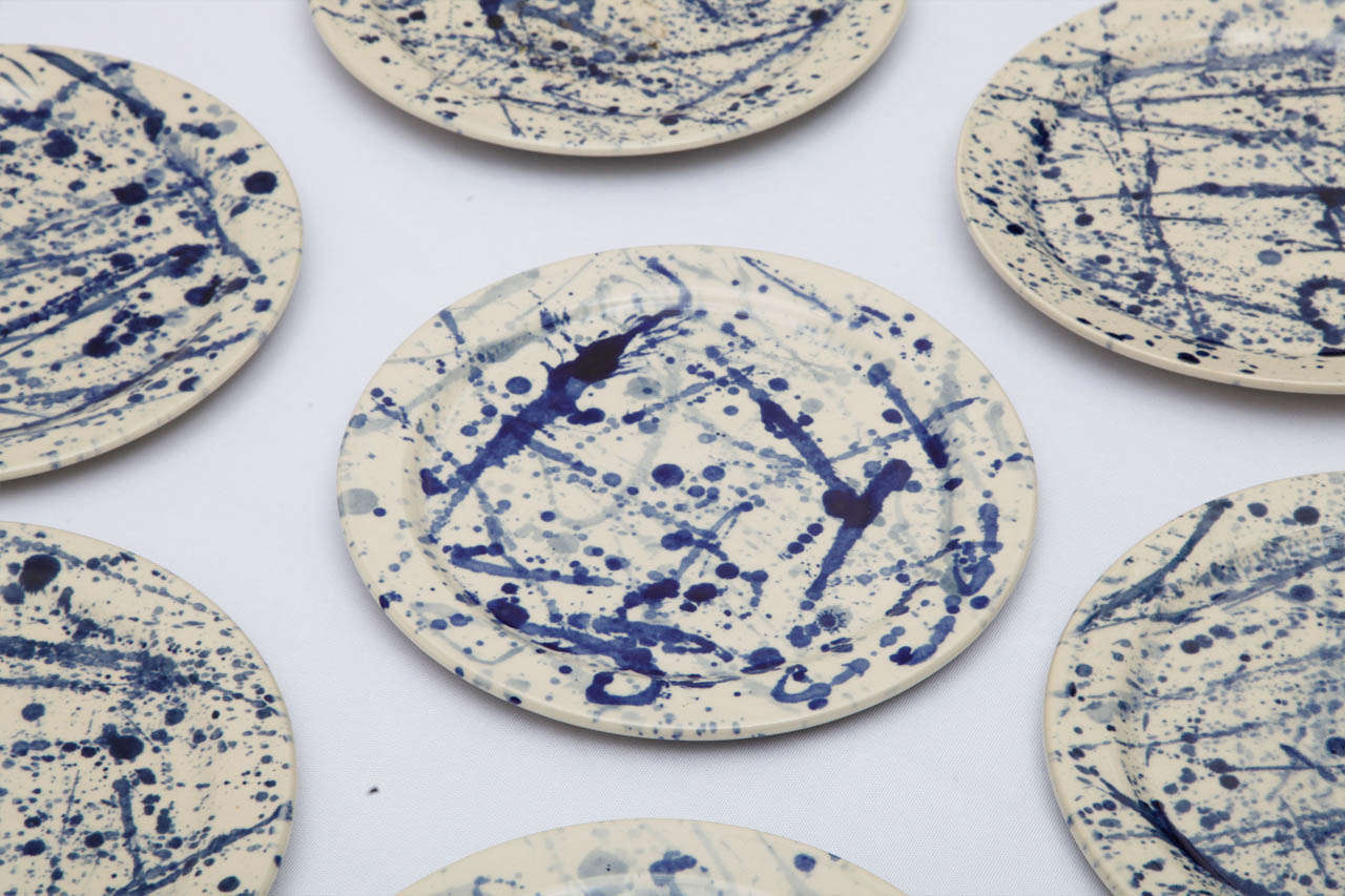 Set of 20 Blue Ink Stain Plates at 1stDibs