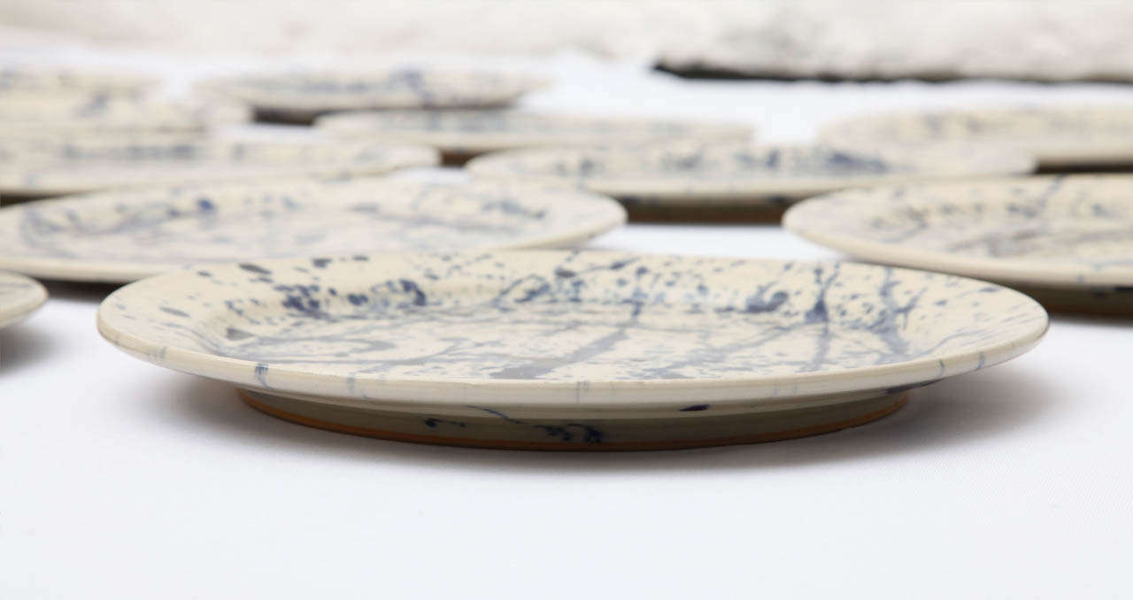 Set of 20 Blue Ink Stain Plates at 1stDibs