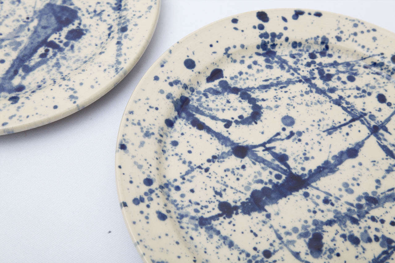 Set of 20 Blue Ink Stain Plates at 1stDibs