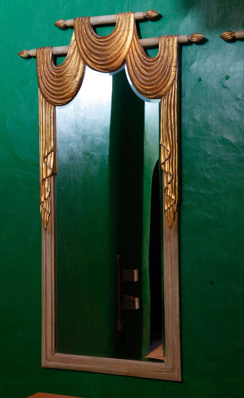 Pair of 1940s Roman Drapery Mirrors at 1stDibs