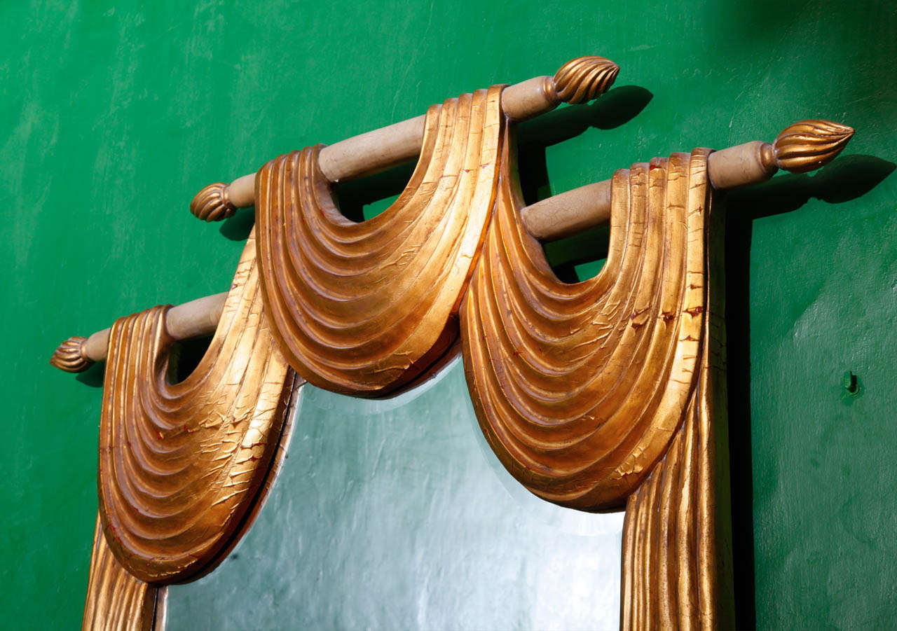 Pair of 1940s Roman Drapery Mirrors at 1stDibs