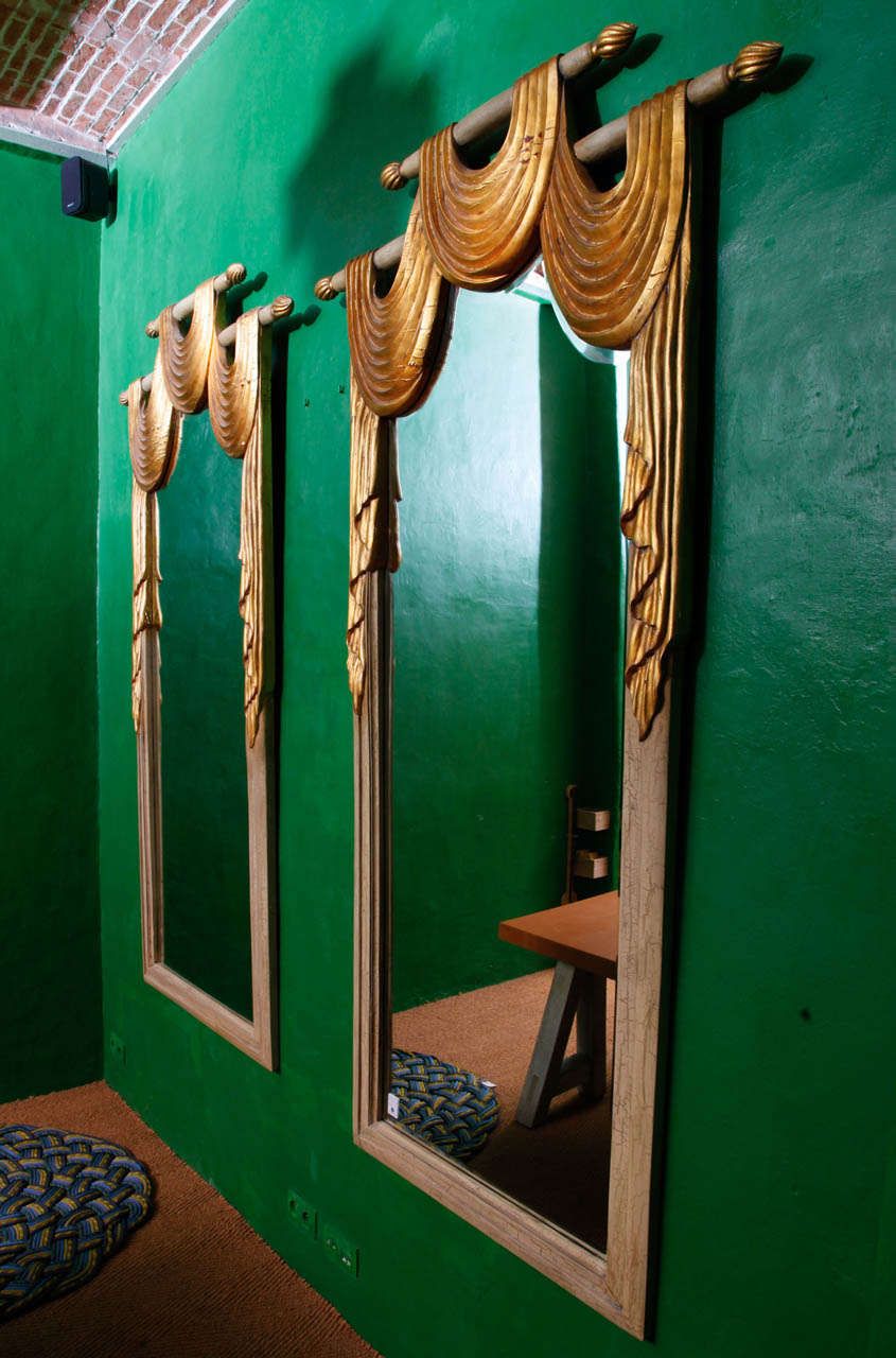 Pair of 1940s Roman Drapery Mirrors at 1stDibs