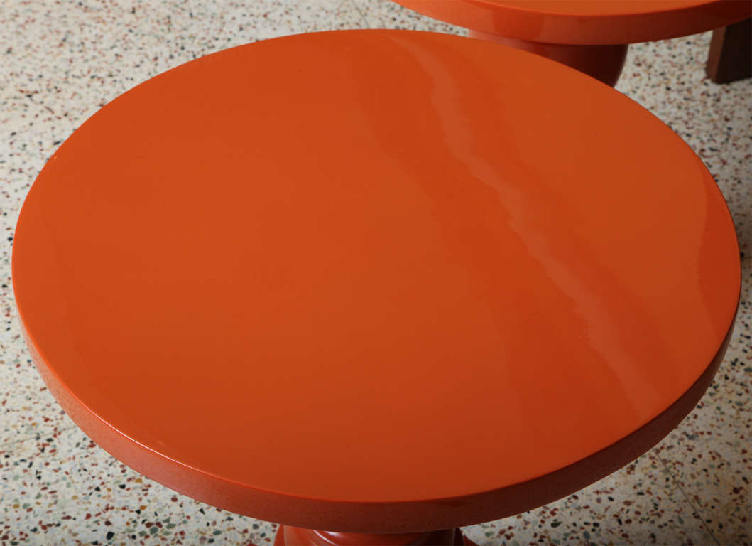 1960s Burnt Orange Lacquered Architectural Side Tables at 1stDibs
