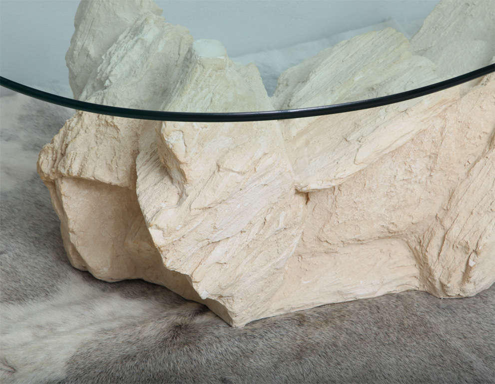Plaster Faux Rock Coffee Table by Sirmos at 1stDibs | rock glass table ...