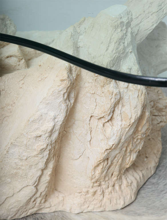 Plaster Faux Rock Coffee Table by Sirmos at 1stDibs | rock glass table ...