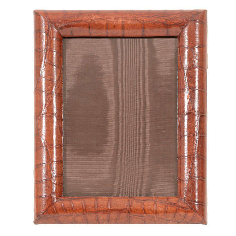 English Brown Crocodile Leather Frame at 1stDibs