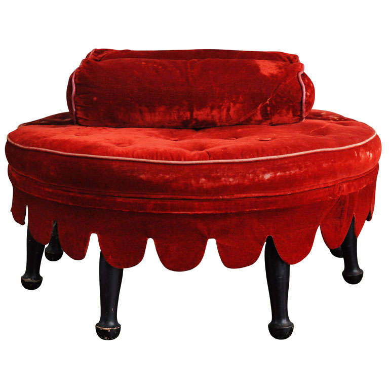 Red Velvet Ottoman With Pair Of Bolsters at 1stDibs
