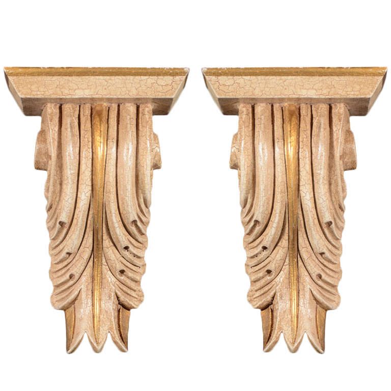 Pair of Architectural Baroque Style Corbels with Hand-Carved Design at ...