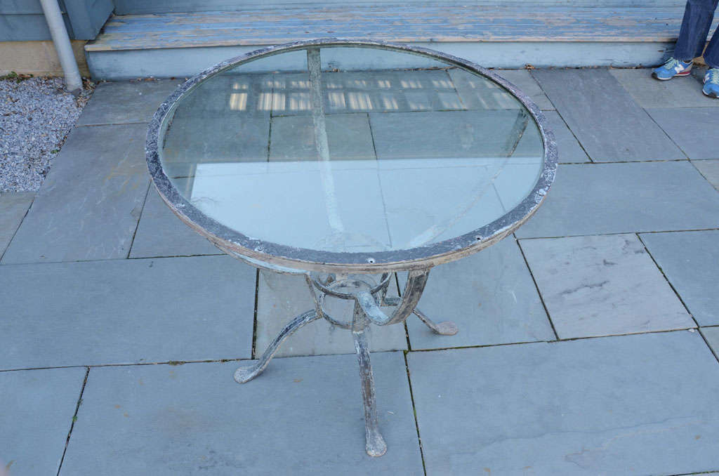 Addison Mizner Iron Table with Glass Top Outdoor Dining For Sale at 1stDibs