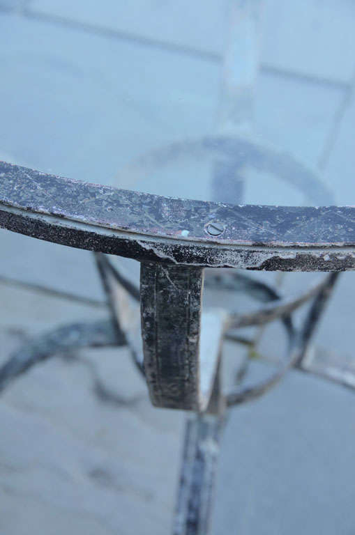 Addison Mizner Iron Table with Glass Top Outdoor Dining For Sale at 1stDibs