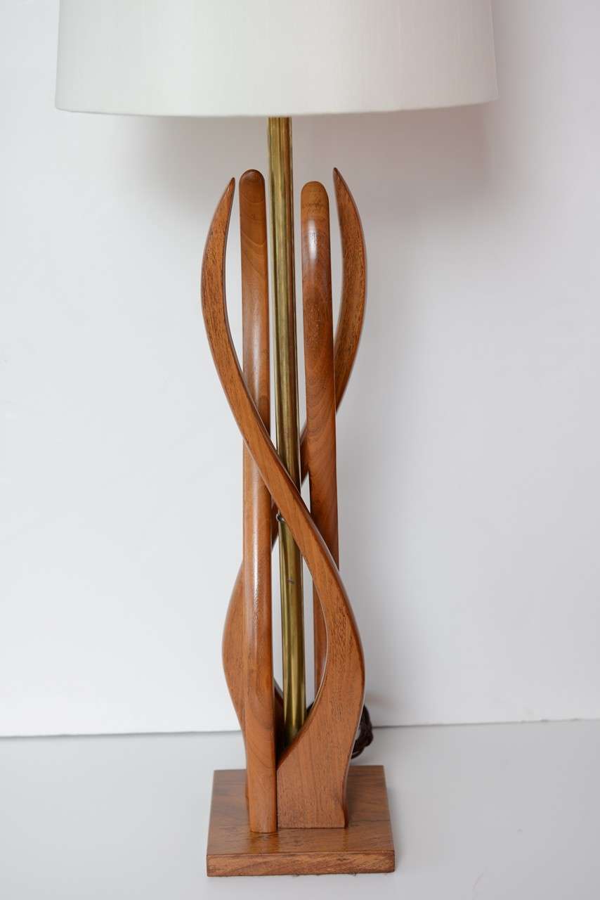 Beautiful Mid Century Modern Danish Style Teak Wood Table Lamps at ...