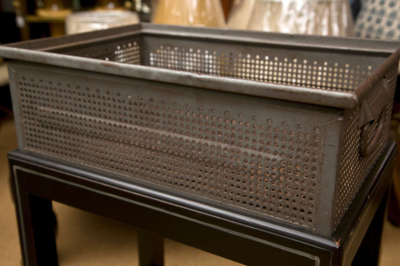 Vintage Steel Industrial Storage Crate on Stand For Sale at 1stDibs ...