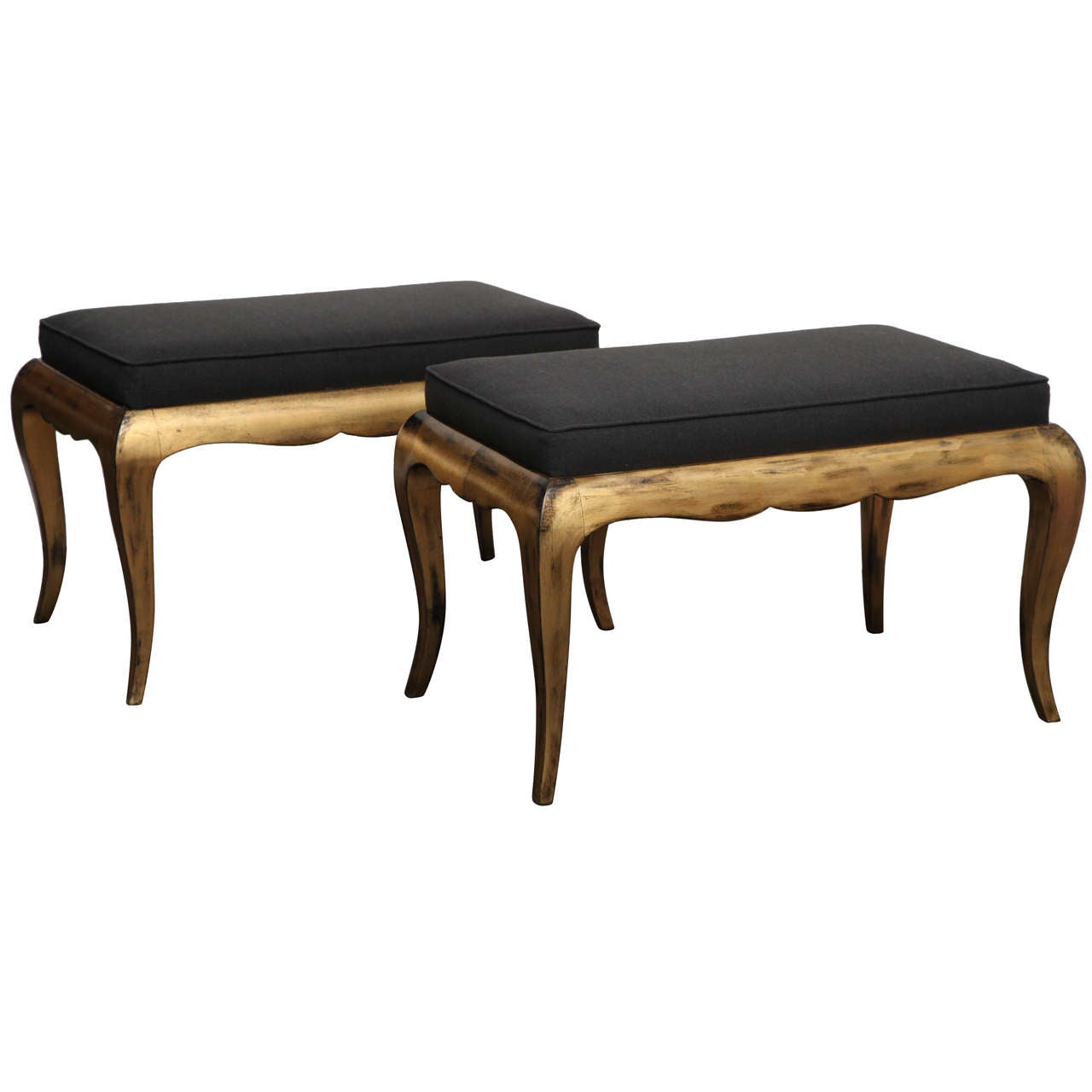 Elegant Pair of Upholstered Benches at 1stDibs
