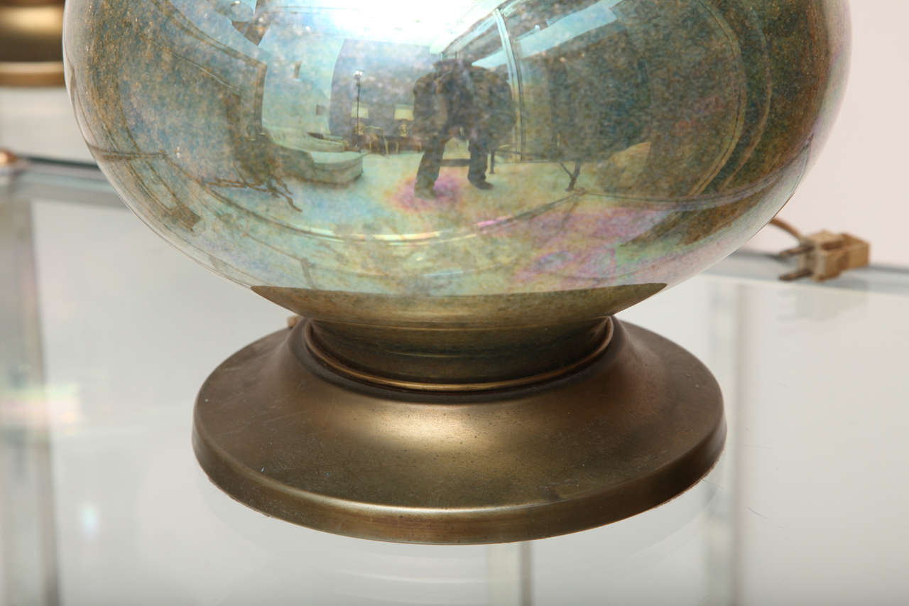 Pair of Eglomise Glass Lamps at 1stDibs