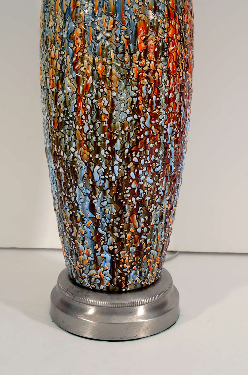 Italian Multi Colored Drip Glazed Ceramic Lamps at 1stDibs