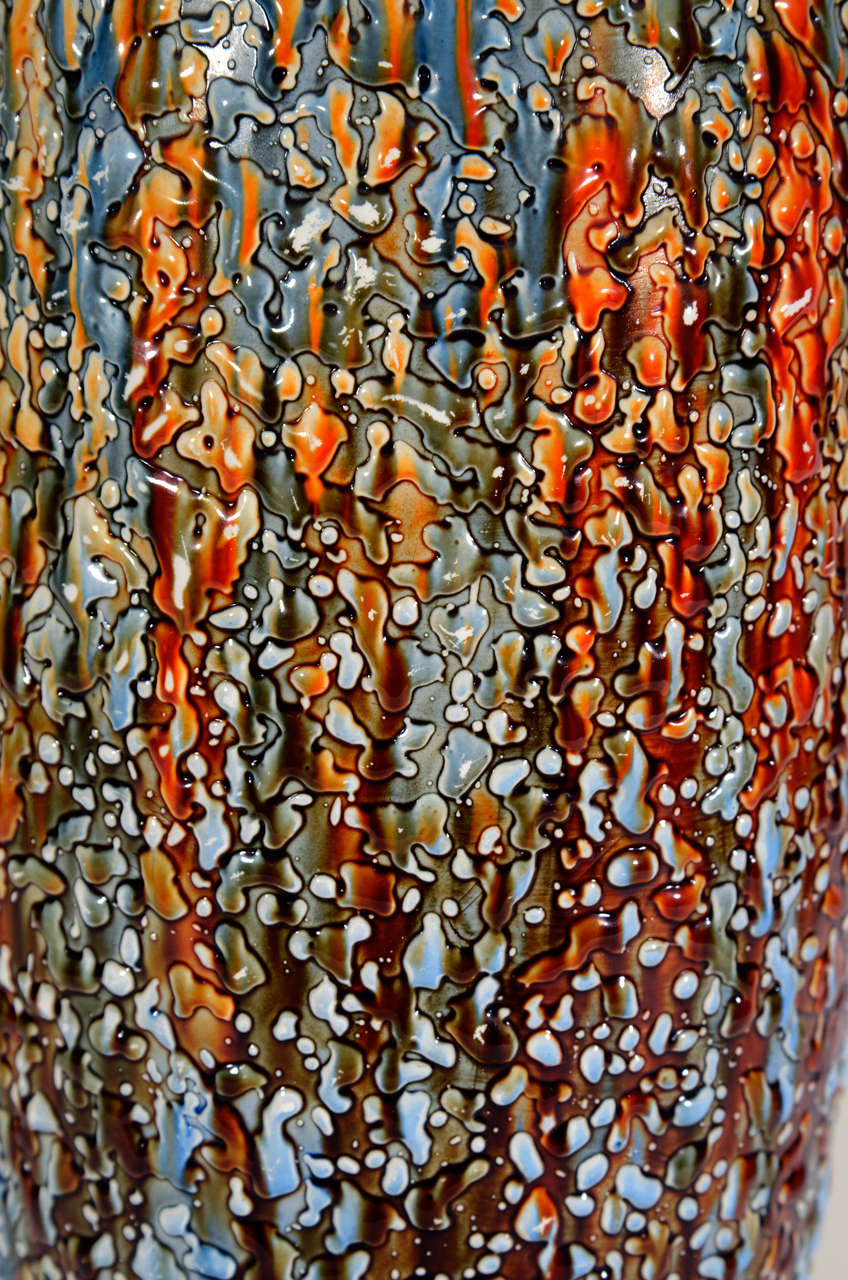 Italian Multi Colored Drip Glazed Ceramic Lamps at 1stDibs