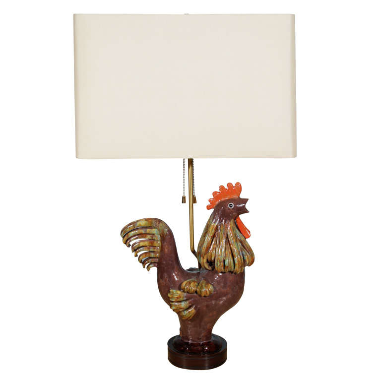 Large Ceramic Rooster Lamp at 1stDibs | large rooster lamp, antique ...