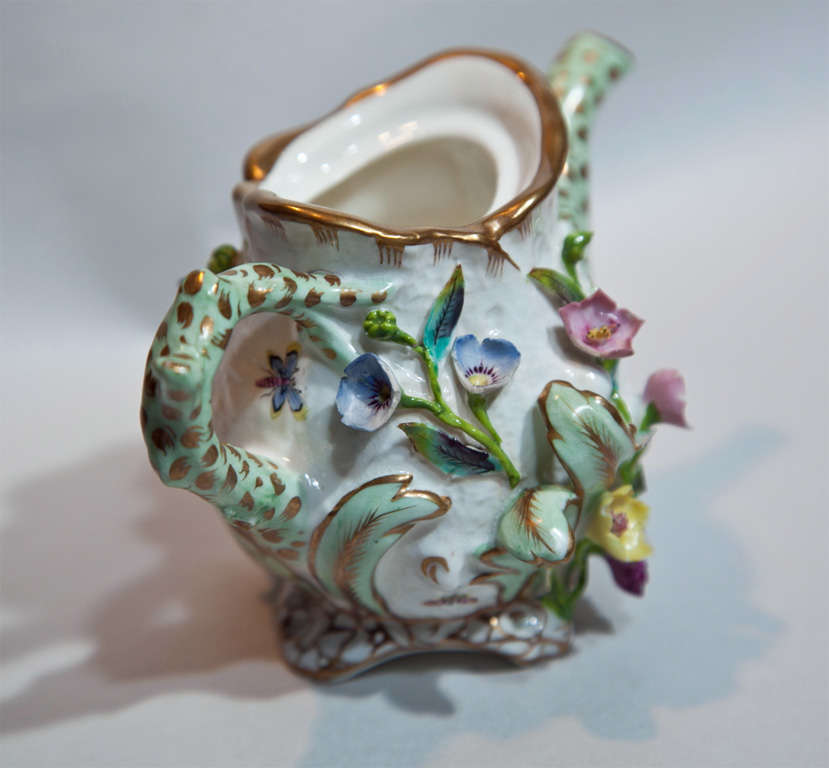 Coalbrookdale Miniature Teapot with Applied Flowers and Insects at 1stDibs