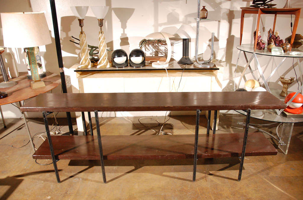 Van Keppel Green Refectory table, red wood and iron. VKG at 1stDibs