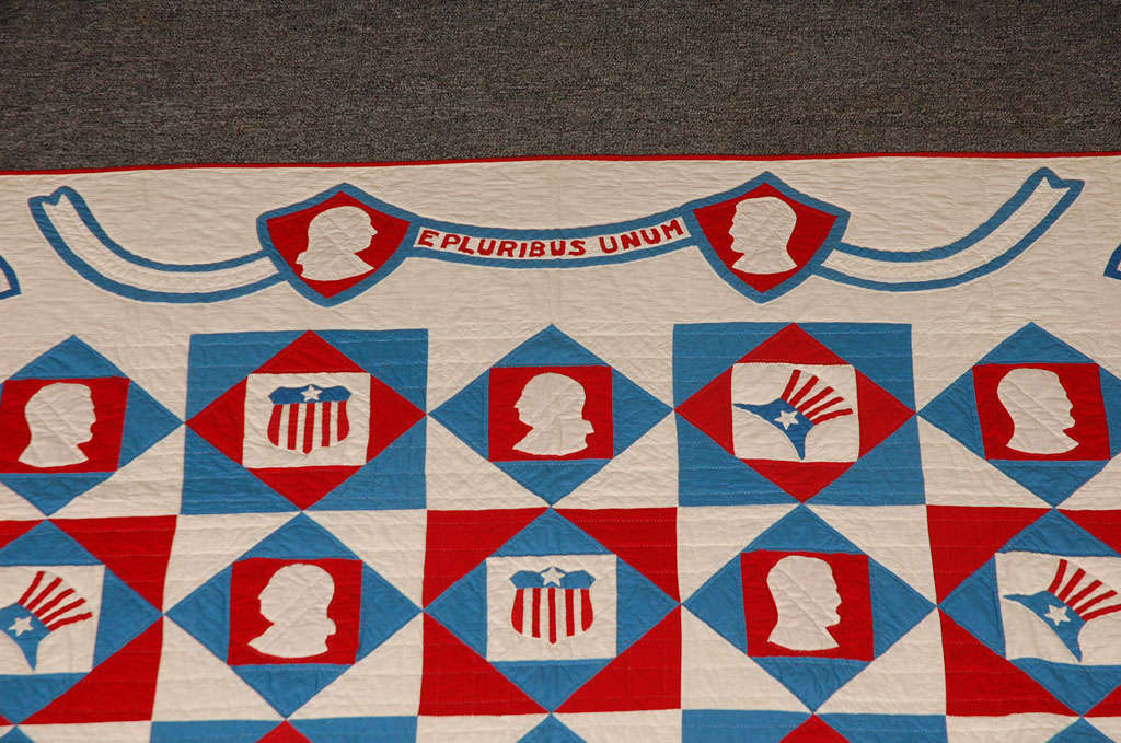 Rare Patriotic Presidential Applique Quilt from 1925 at 1stDibs | tribalpha