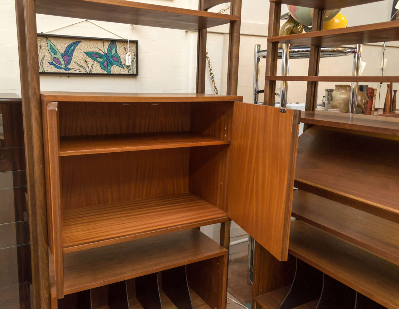 Large 1950s Free Standing Mid-century Walnut Yugoslavian Shelving ...