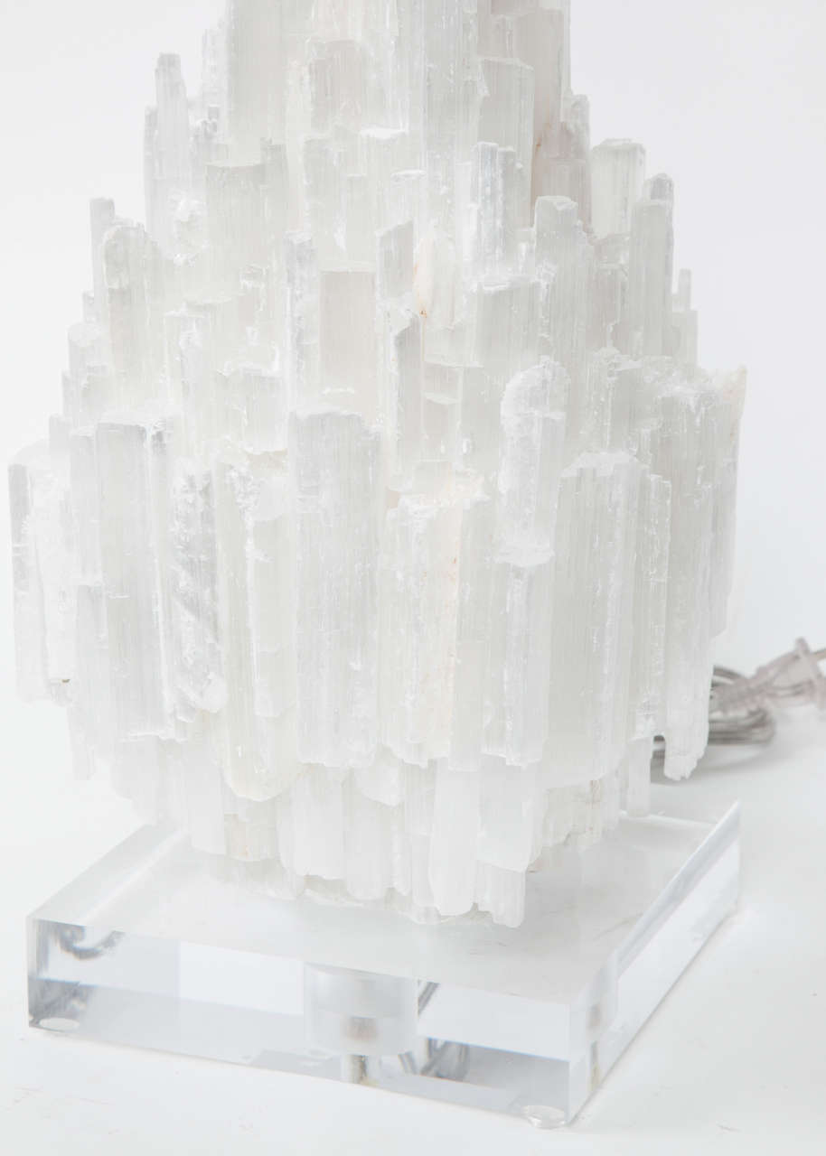 Pair of Selenite Mineral Lamps at 1stDibs | selenite table lamp