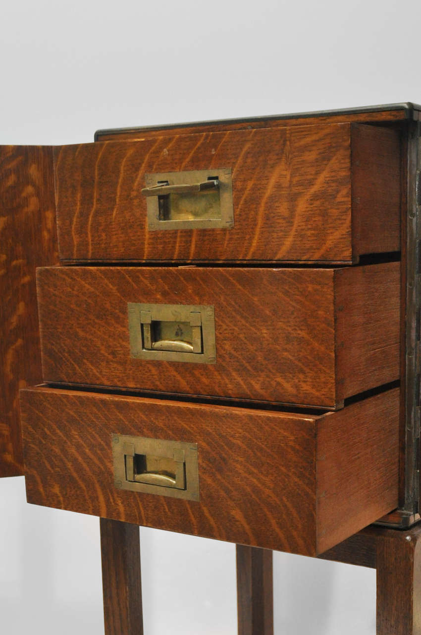 English Pollard Oak Cigar Humidor on Stand, circa 1890 For Sale at 1stDibs