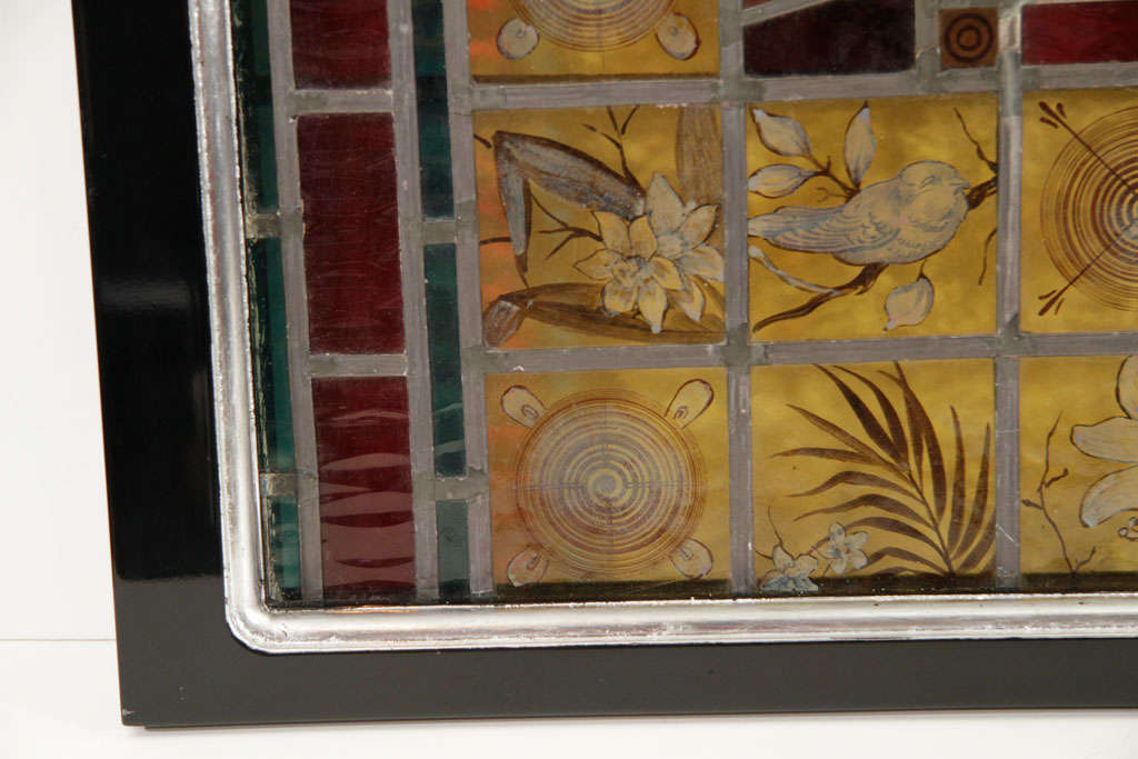 Spectacular Aesthetic Movement Stained Glass Window in Ebonized Walnut ...