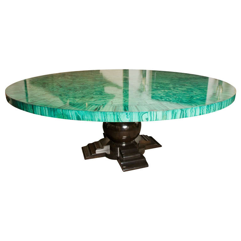 Monumental Malachite Finish Dining Table at 1stDibs