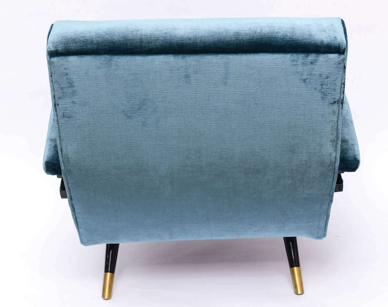 Stunning Mid-Century Blue Velvet and Black Lacquer Rocking Chair at 1stDibs