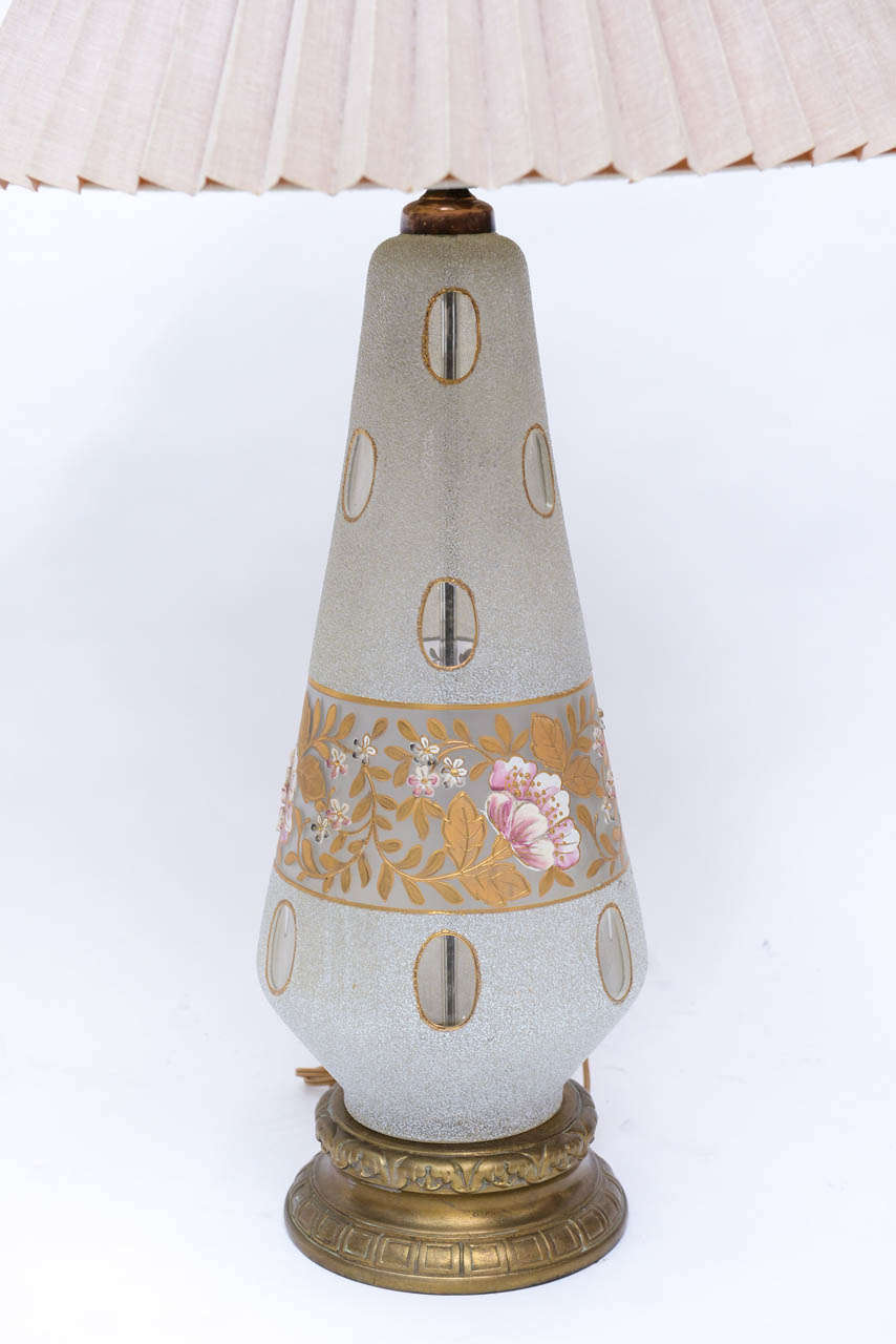 Stunning 1950's Pair of Fenton Coin Dot Frosted Glass Table Lamps For ...