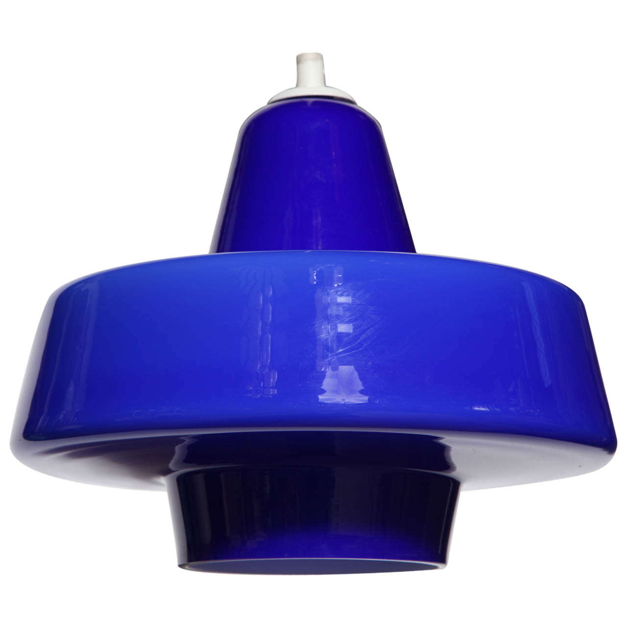 Holmegaard Royal Blue Cased Glass Hanging Lamp, 1950's at 1stDibs