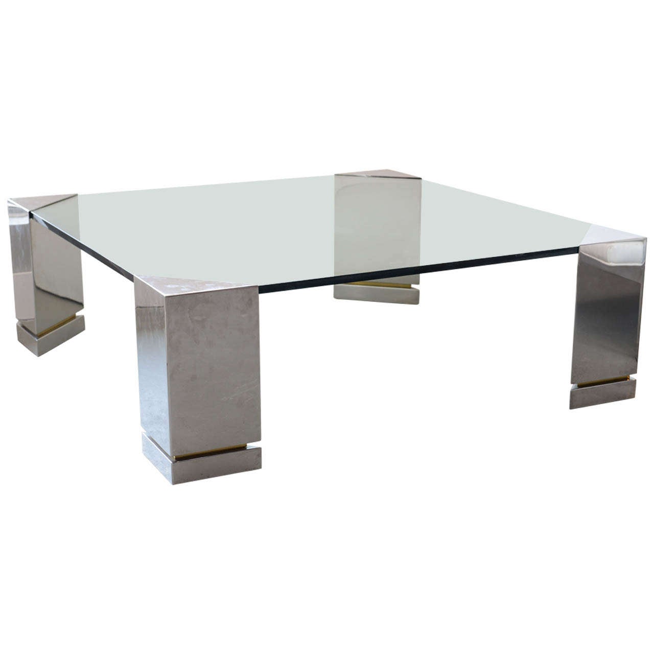 Brueton Polished Chrome and Glass Low Table, USA For Sale at 1stDibs