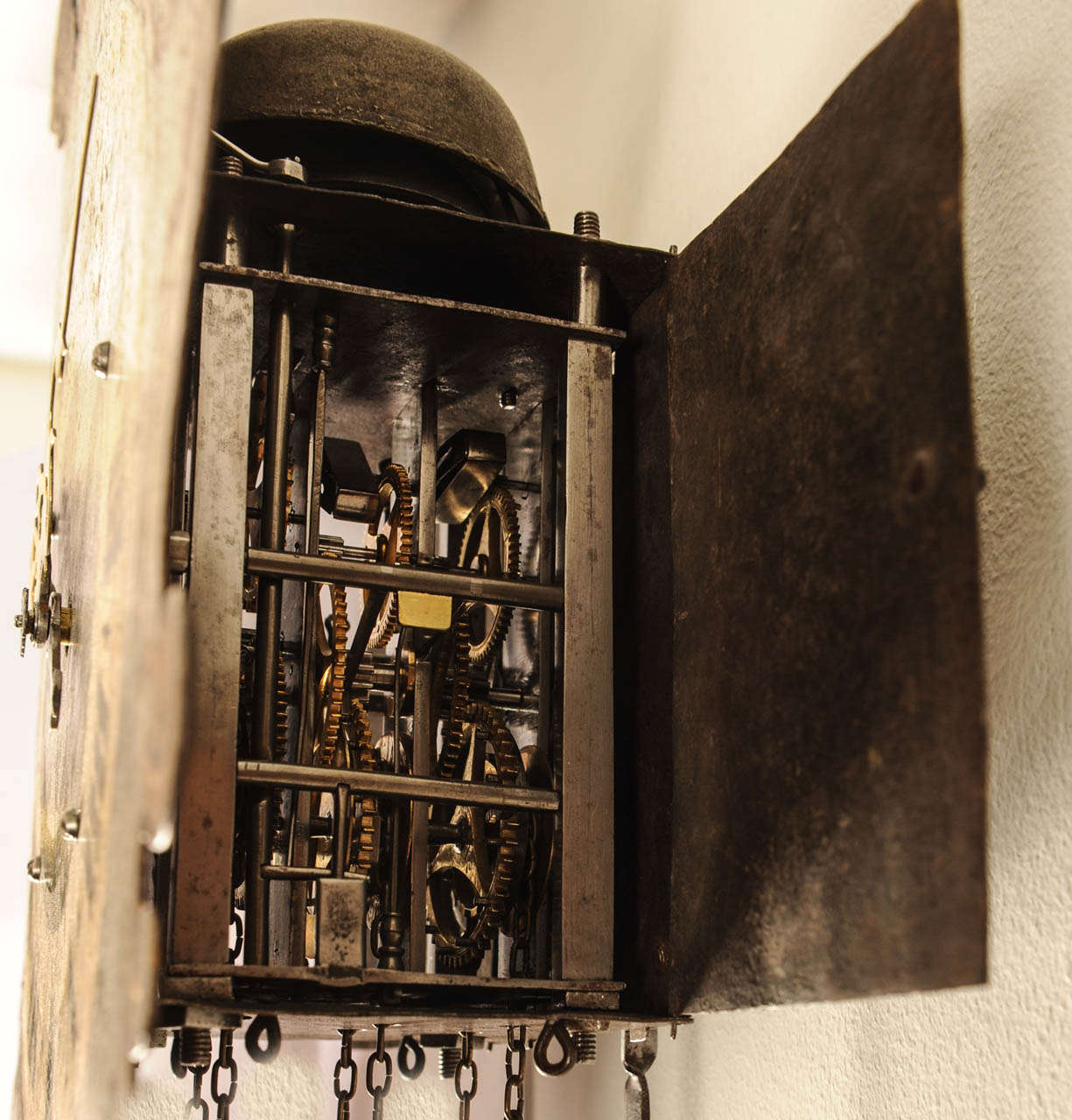 A South German Iron Quarter Striking Wall Clock with Eyes Automaton ...