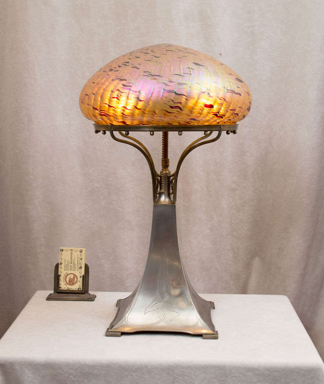 Art Nouveau Table Lamp, Austrian Glass at 1stDibs
