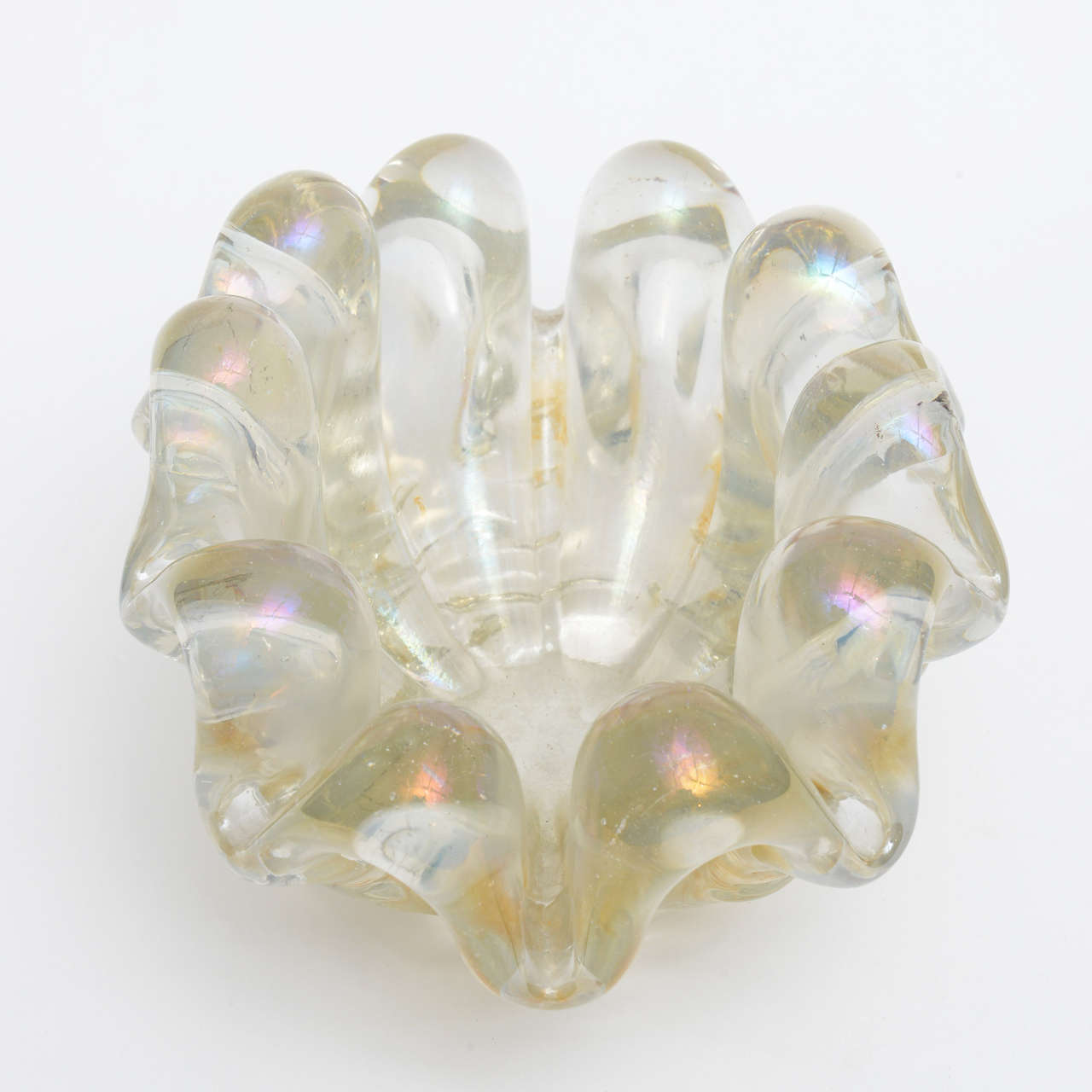 Barovier e Toso Clam-Shell Bowl, Art Glass Italy For Sale at 1stDibs