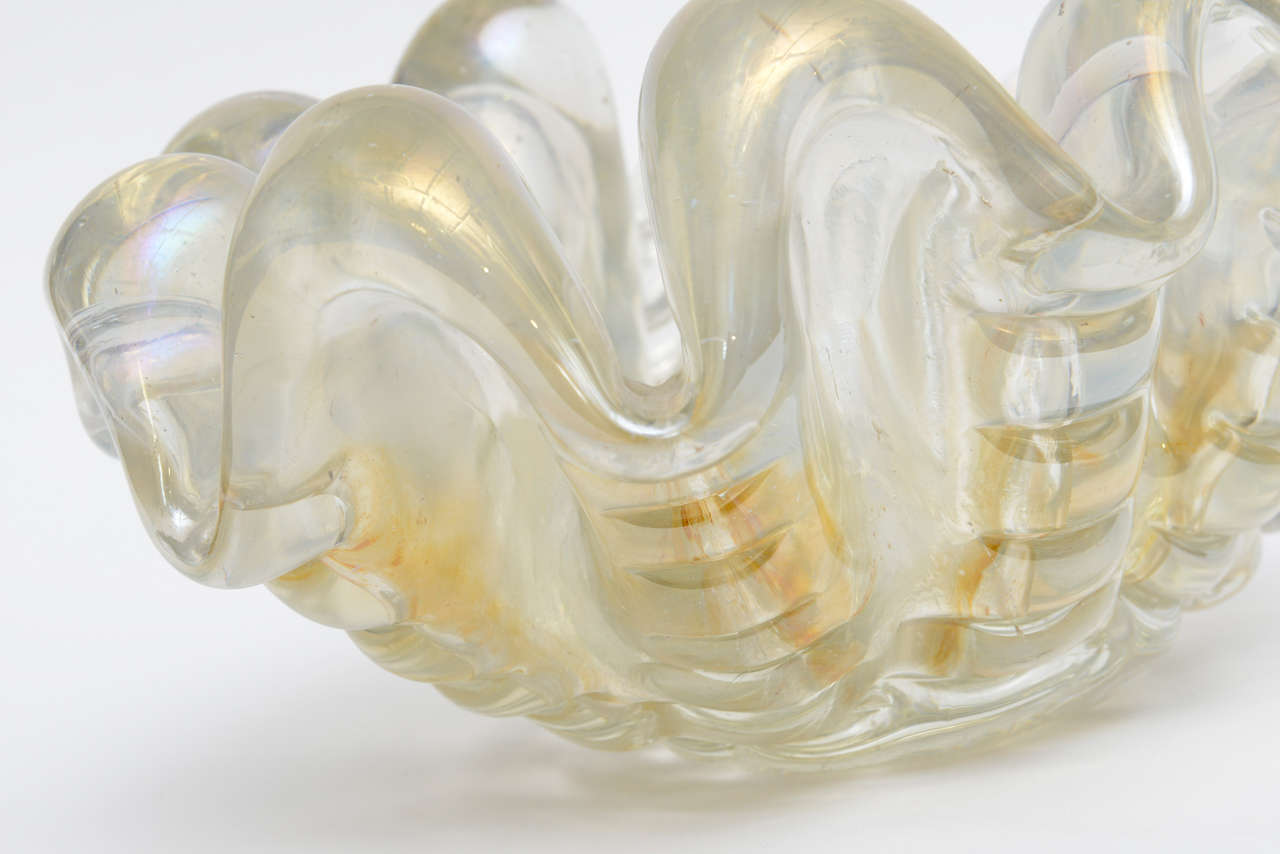 Barovier e Toso Clam-Shell Bowl, Art Glass Italy For Sale at 1stDibs