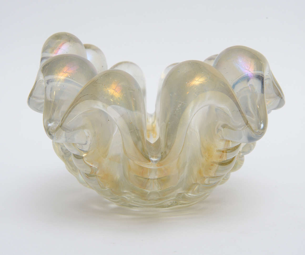 Barovier e Toso Clam-Shell Bowl, Art Glass Italy For Sale at 1stDibs