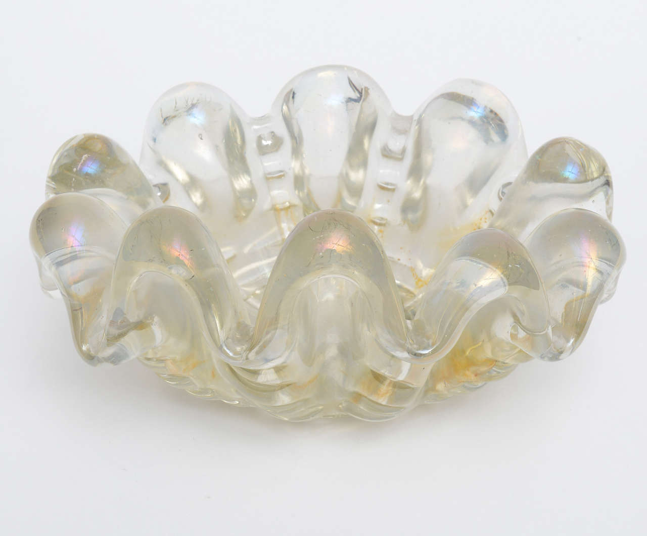 Barovier e Toso Clam-Shell Bowl, Art Glass Italy For Sale at 1stDibs