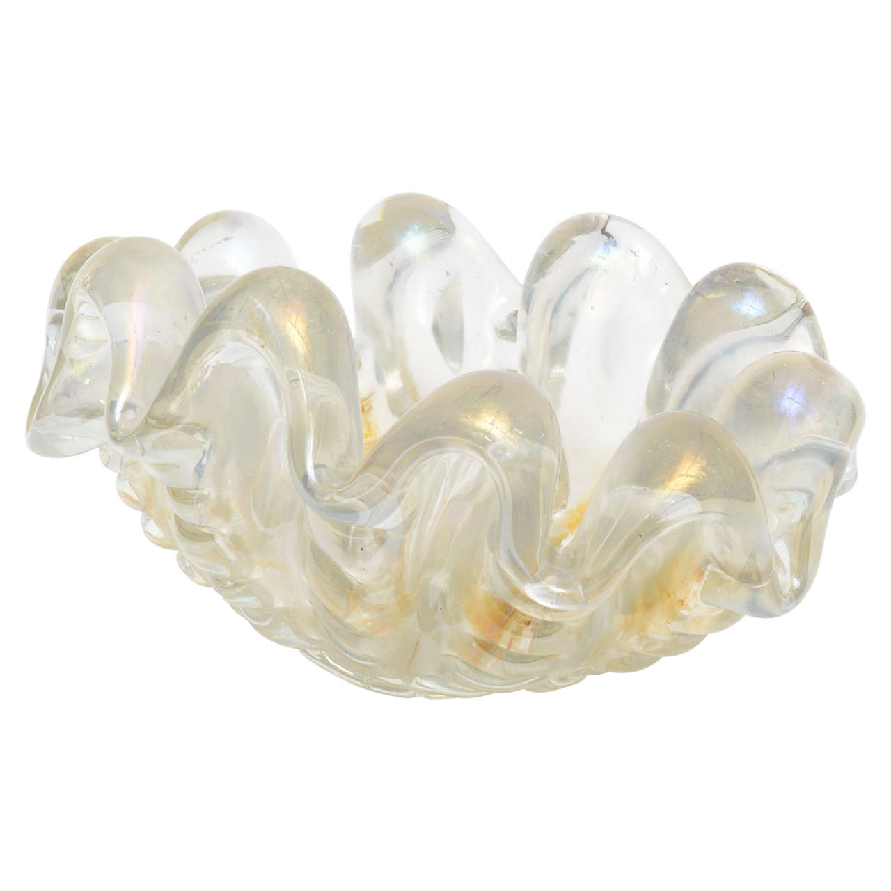 Barovier e Toso Clam-Shell Bowl, Art Glass Italy For Sale at 1stDibs