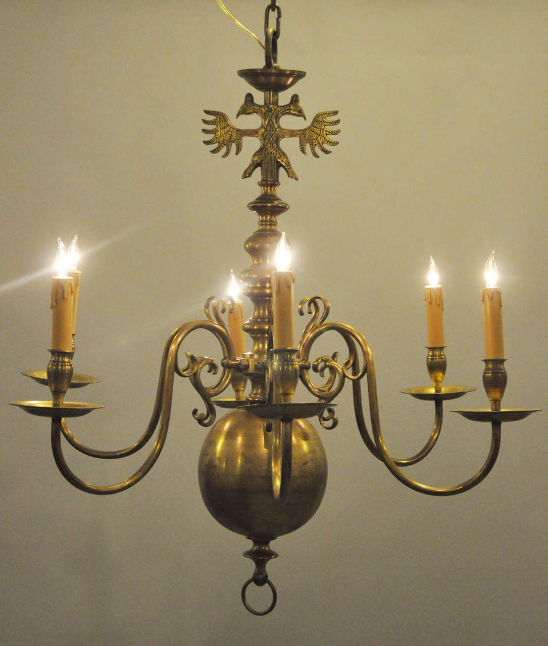 19th Century Dutch Baroque Six-Light Chandelier For Sale at 1stDibs