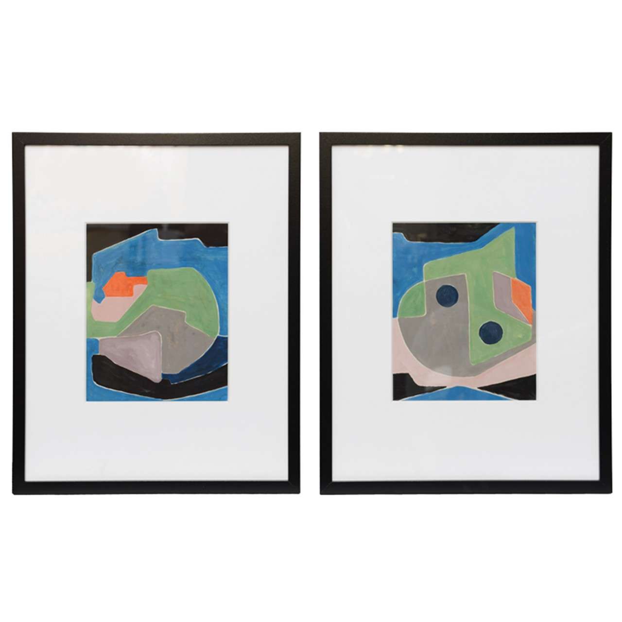 Jazzy Trio of Small Square Abstract Paintings For Sale at 1stDibs